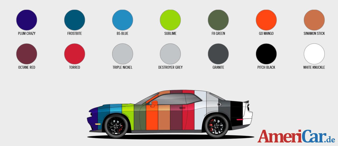 Limitiertes Paket: Multi-Color Wrap: Challenger “Paint Chip” Pony ...