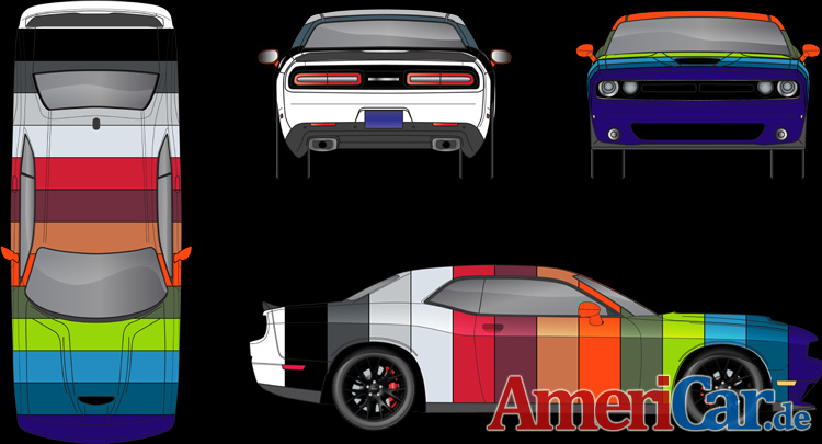 Limitiertes Paket: Multi-Color Wrap: Challenger “Paint Chip” Pony ...